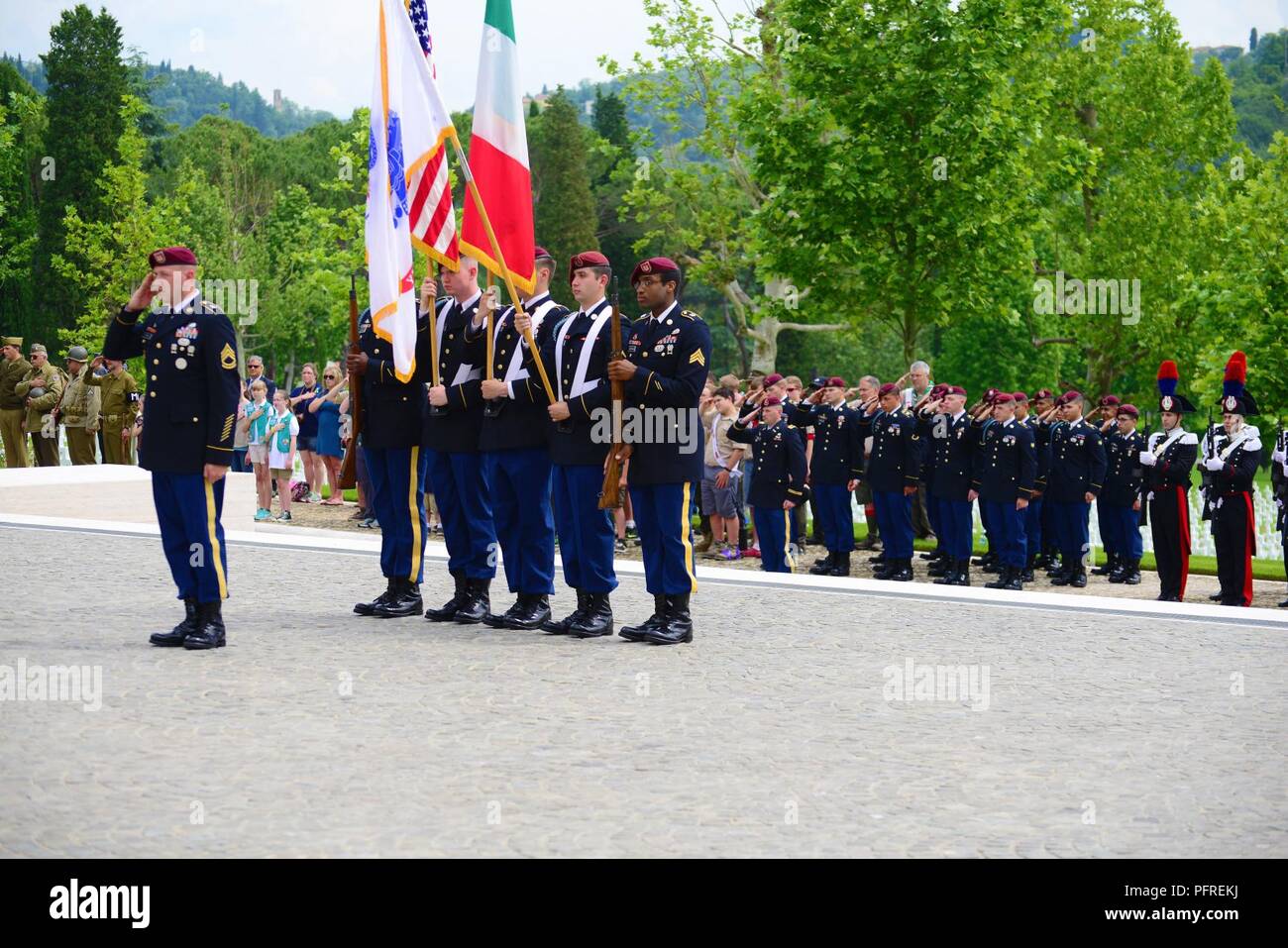 Posting of the colors by the U.S. color guard from 173rd Airborne ...