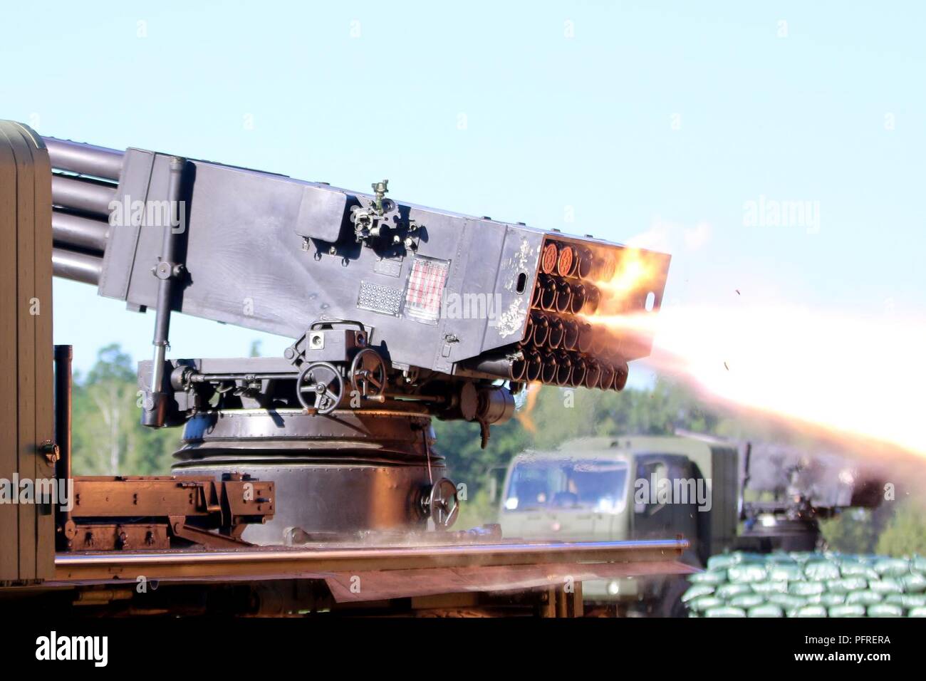 Croatian army Vulkan M-92, Mobile Multiple Rocket Launcher, launches ...