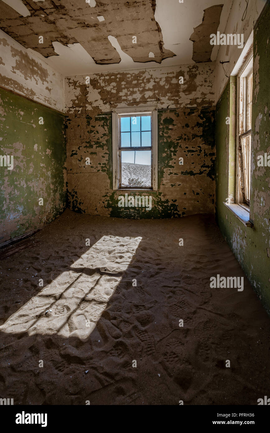 Sand has invaded and taken over these rooms in Kolmanskoppe, Namibia ...