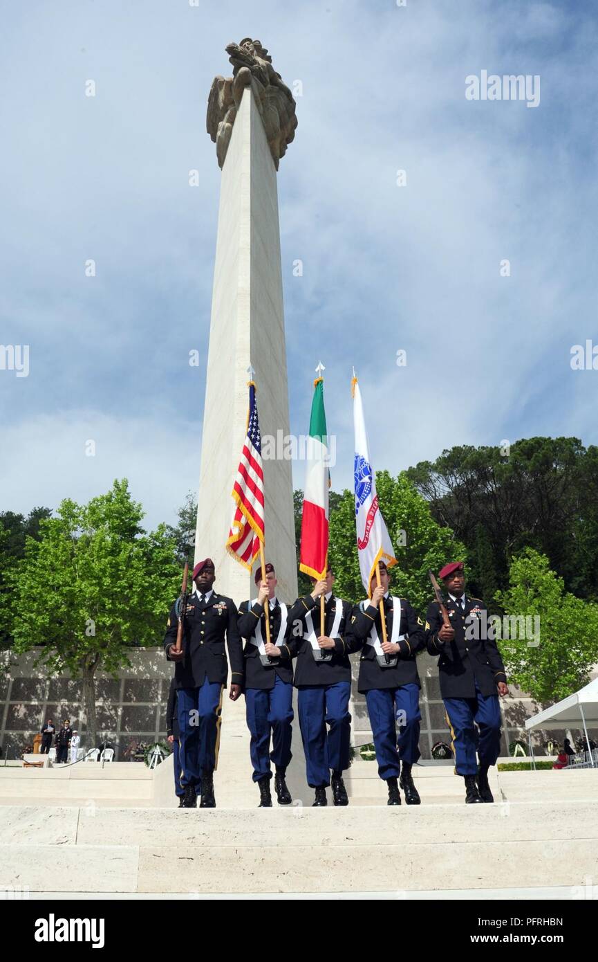 Posting of the colors by the U.S. color guard from 173rd Airborne ...
