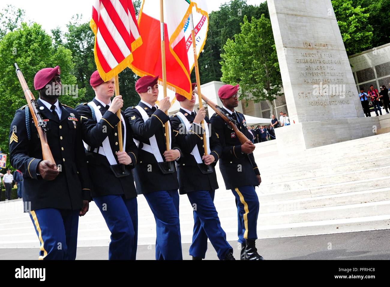 Posting of the colors by the U.S. color guard from 173rd Airborne ...