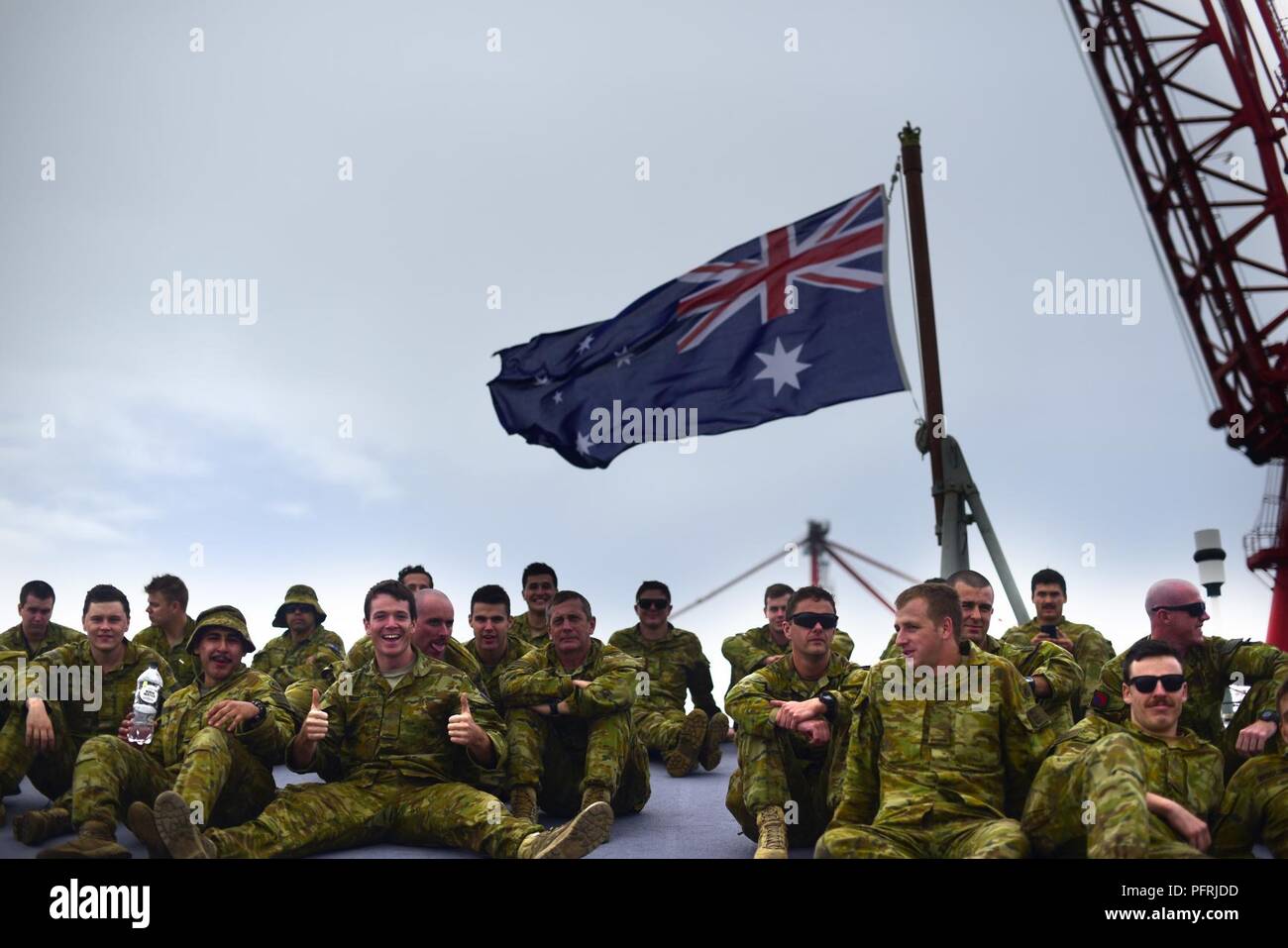 Australian Defence Forces enjoy the view on the flight deck of HMAS ...