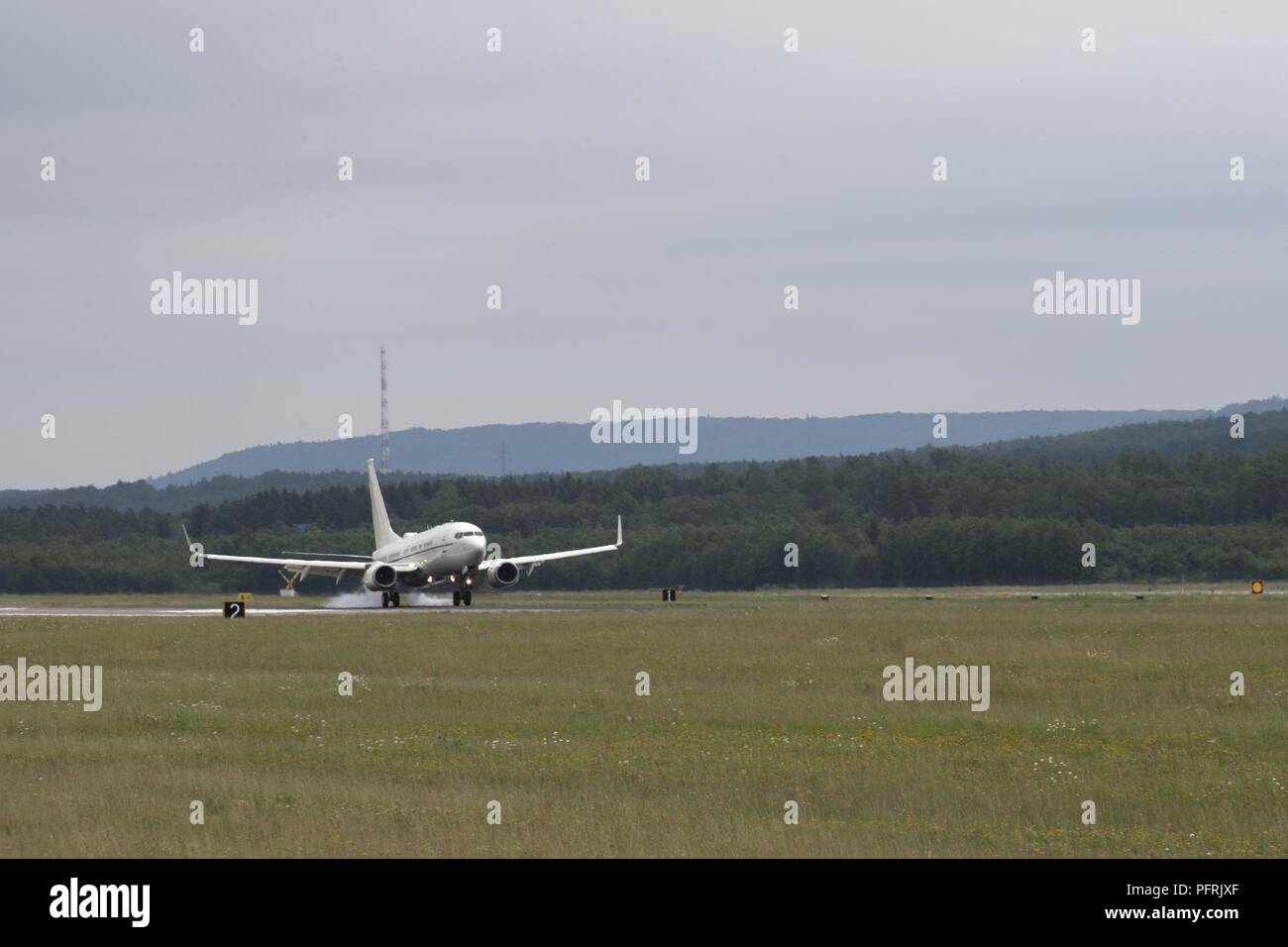 A U.S. Air Force C-40B Clipper, assigned to the 86th Airlift Wing ...
