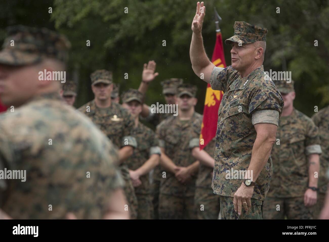 U.S. Marine Corps Lt. Gen. Robert Hedelund, right the commanding ...