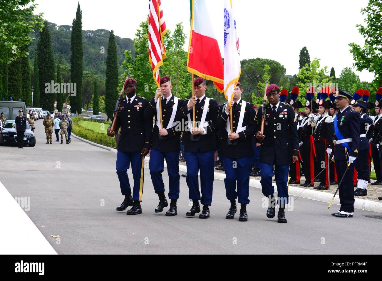 Posting of the colors by the U.S. color guard from 173rd Airborne ...