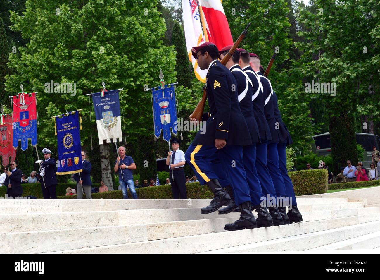 Posting of the colors by the U.S. color guard from 173rd Airborne ...