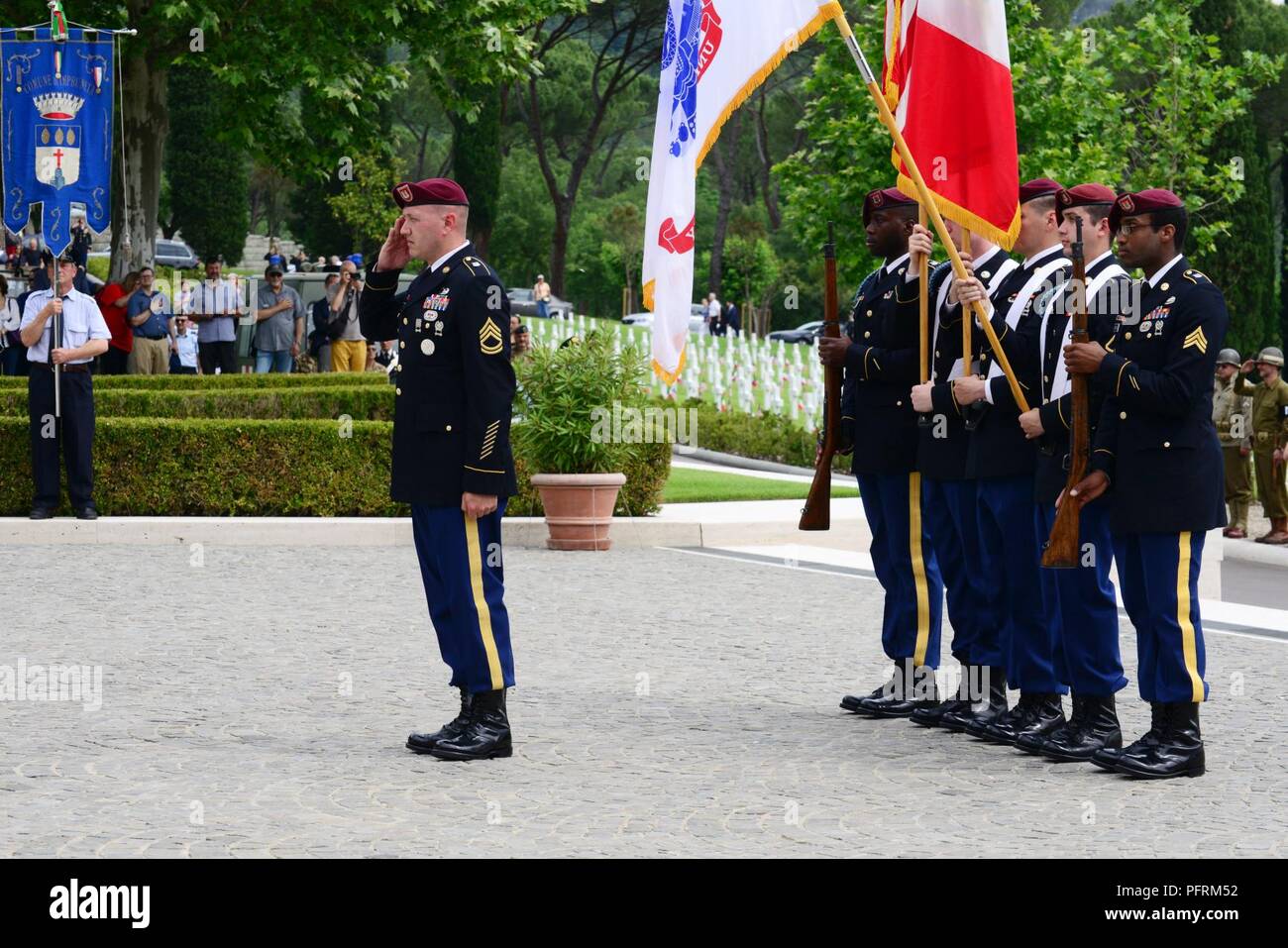 Posting of the colors by the U.S. color guard from 173rd Airborne ...