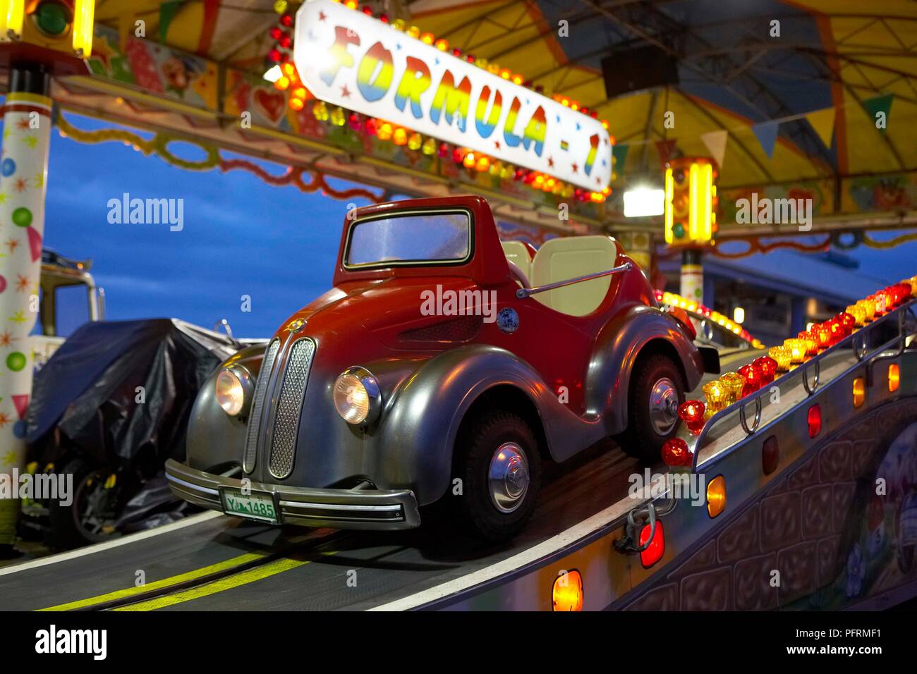 Great Britain, England, Lancashire, Blackpool, fairground ride car ...