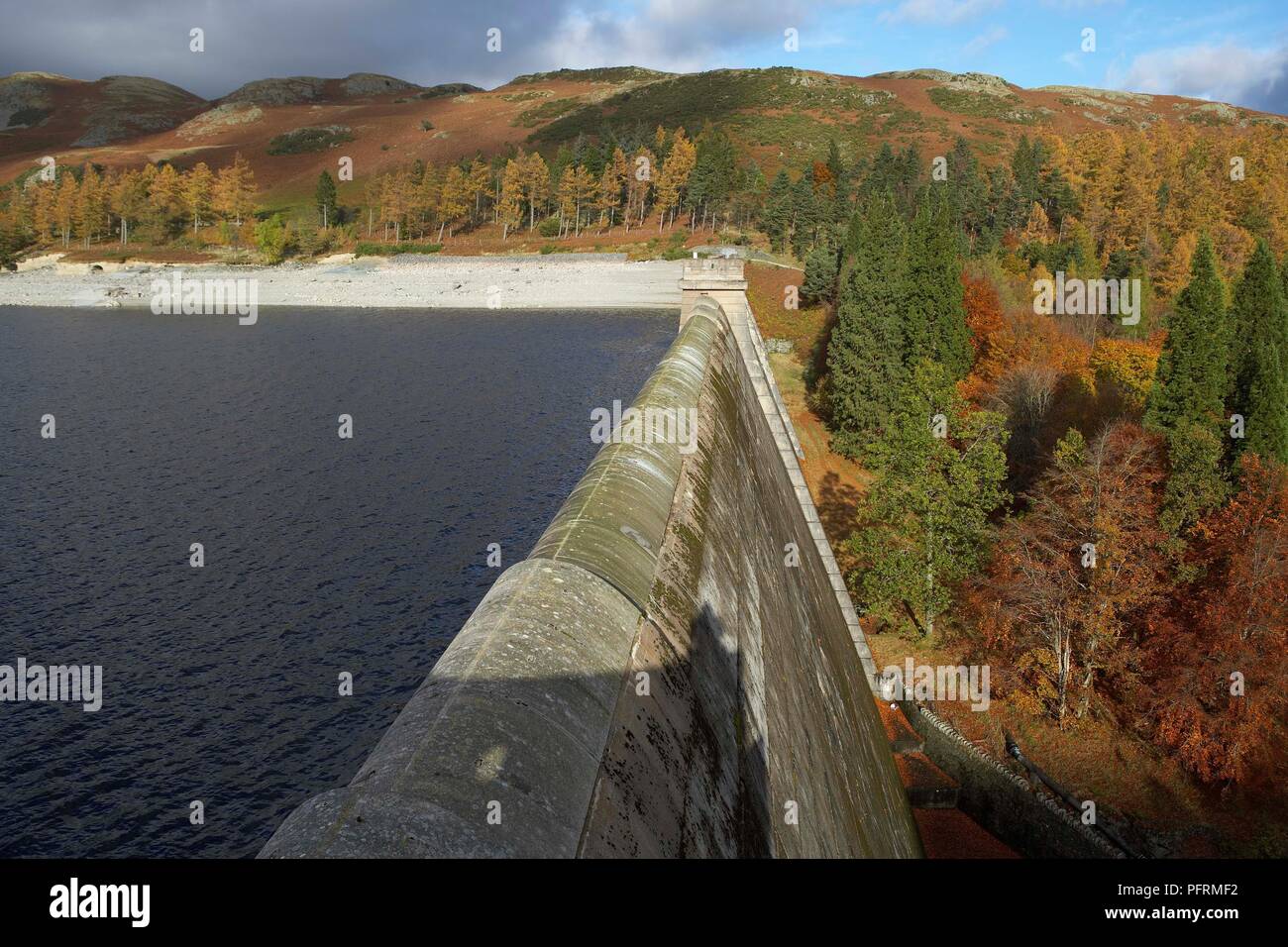 Great Britain, England, Lake District, Haweswater dam on autumnal ...
