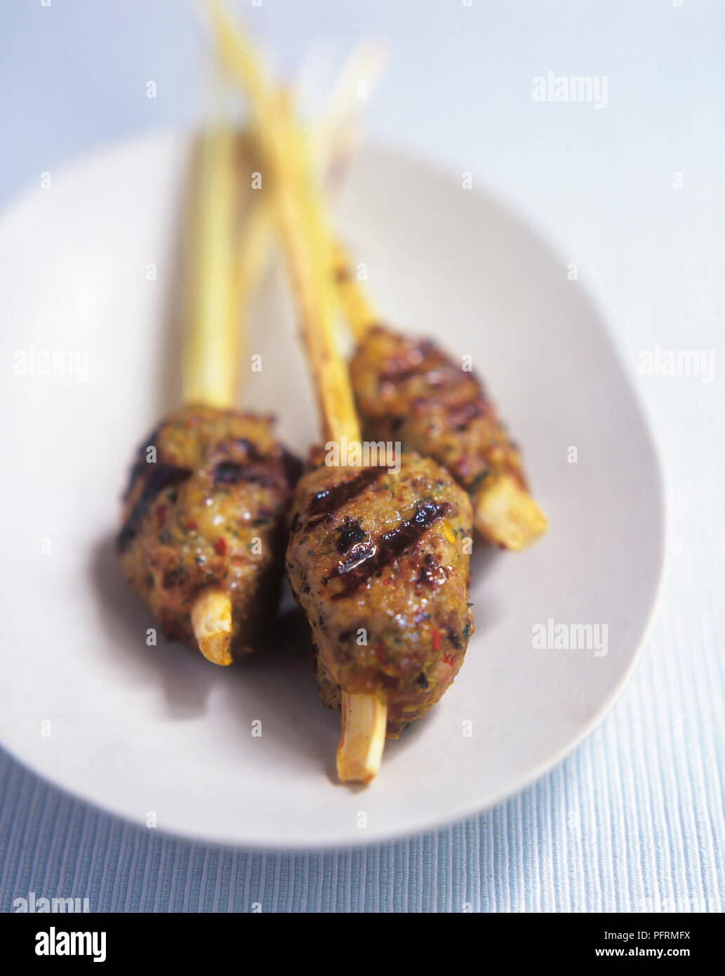 Sate lilit bebek, Sumatran minced duck sate served on sticks of lemon ...