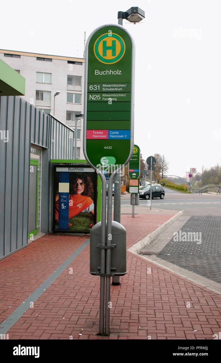 Germany, Hanover, bus stop in city Stock Photo - Alamy