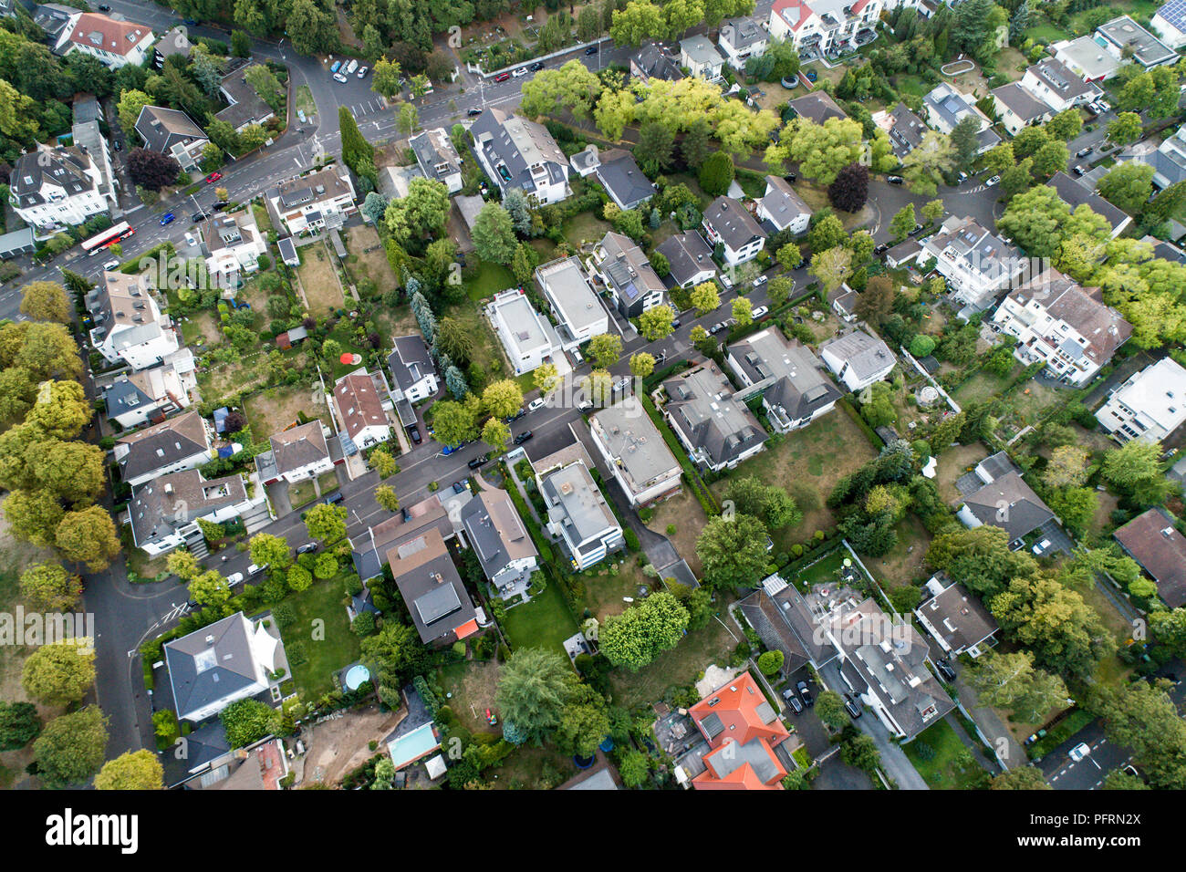 Aerial drone view of streets in Bonn bad godesberg, the former capital ...