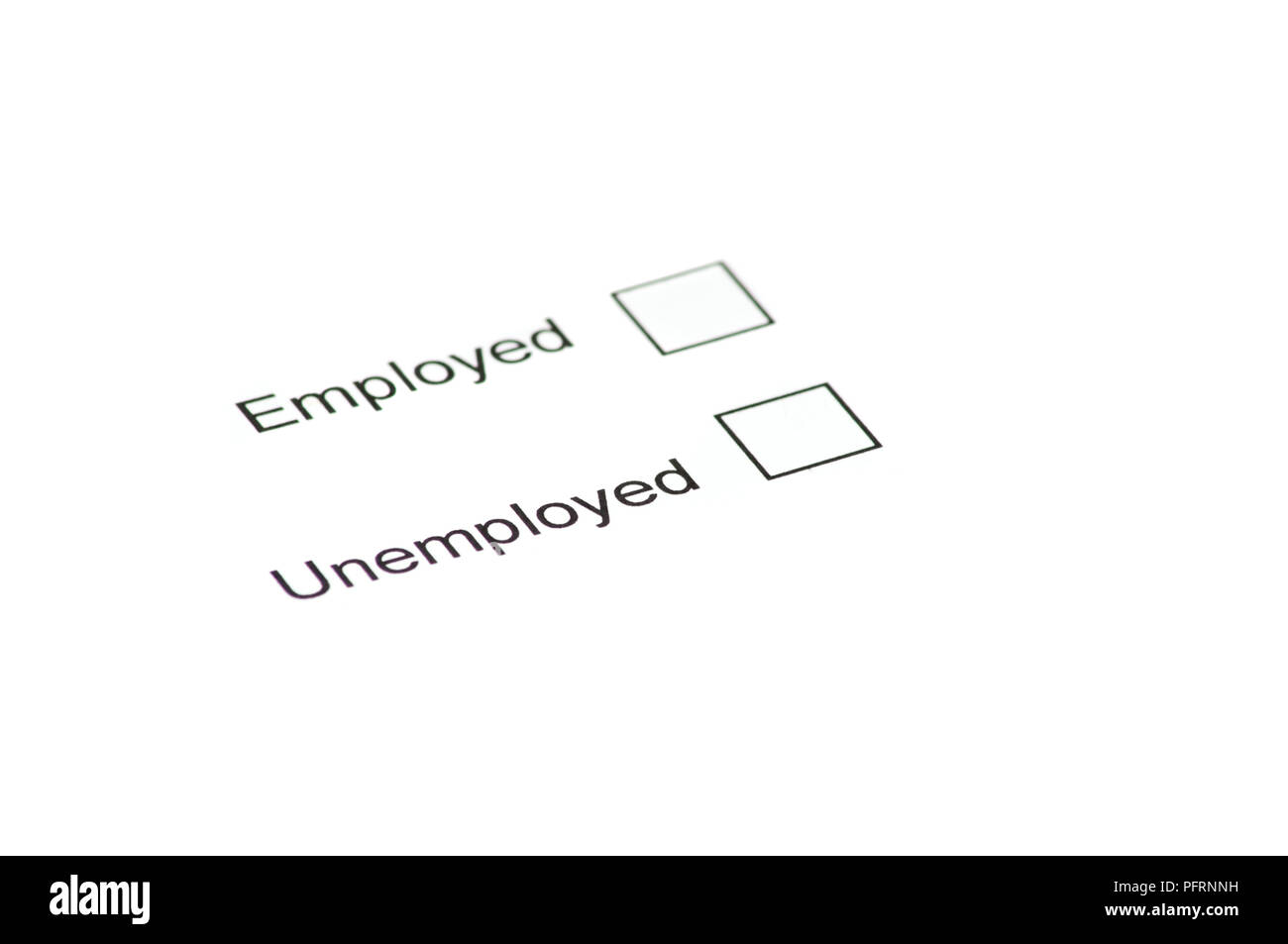 The words 'employed' and 'unemployed' with checkboxes, both checkboxes ...