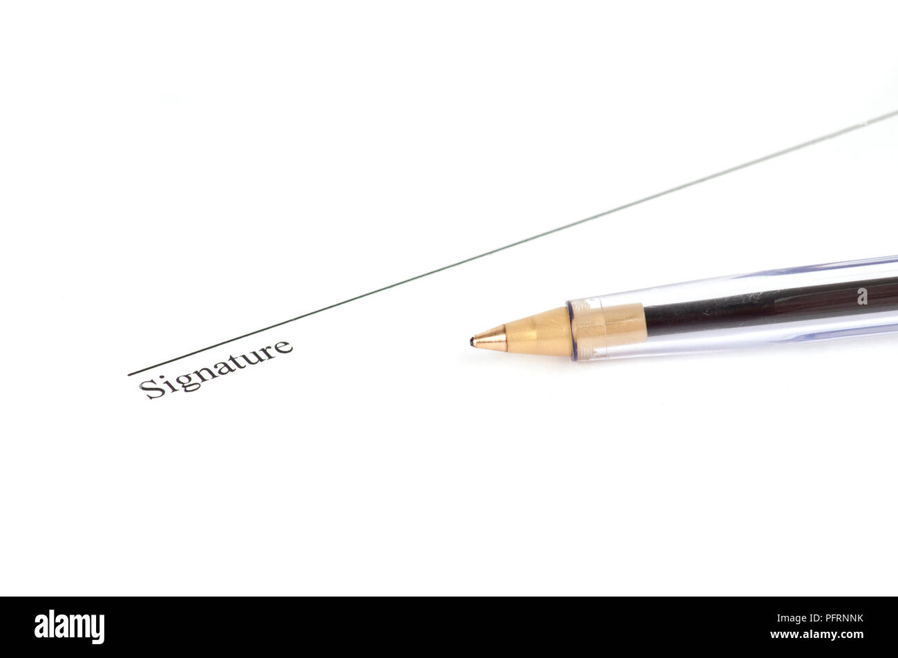 Signature line and pen Stock Photo - Alamy