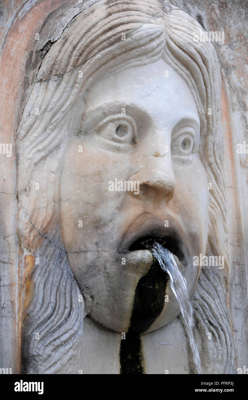 Italy, Rome, Via Giulia, Fontana del Mascherone, fountain, close-up ...