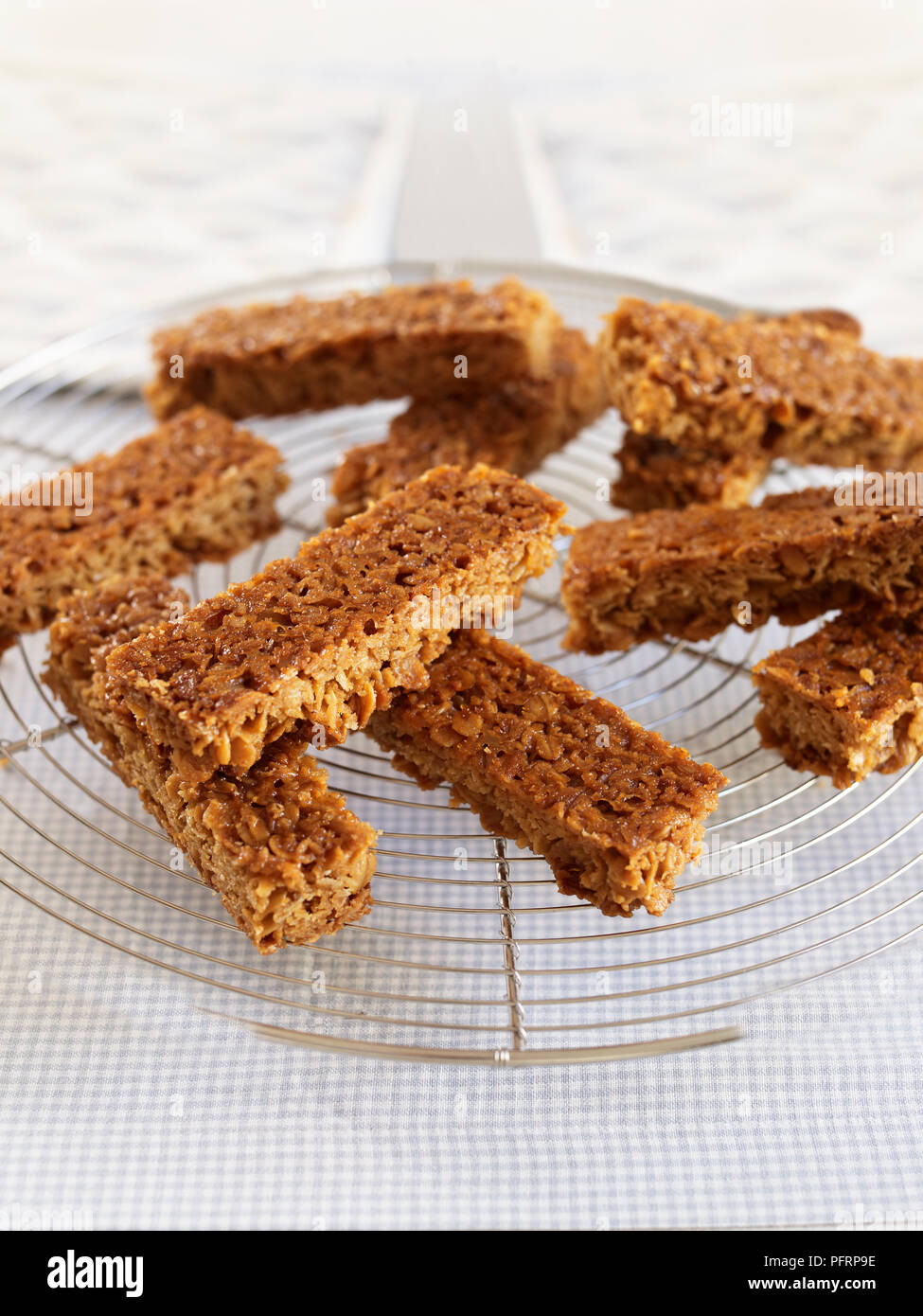 Flapjacks on cooling tray Stock Photo - Alamy
