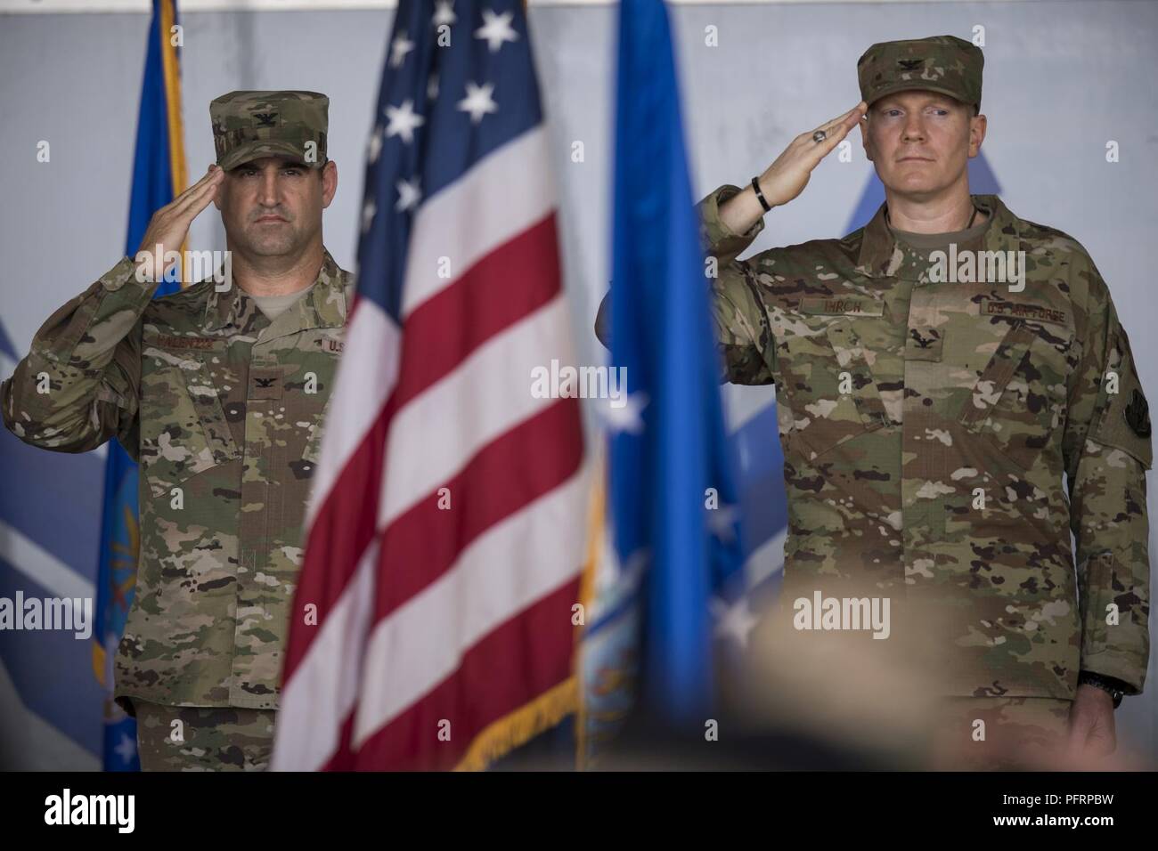 Col. Jeffrey Valenzia, left, outgoing 93d Air Ground Operations Wing ...