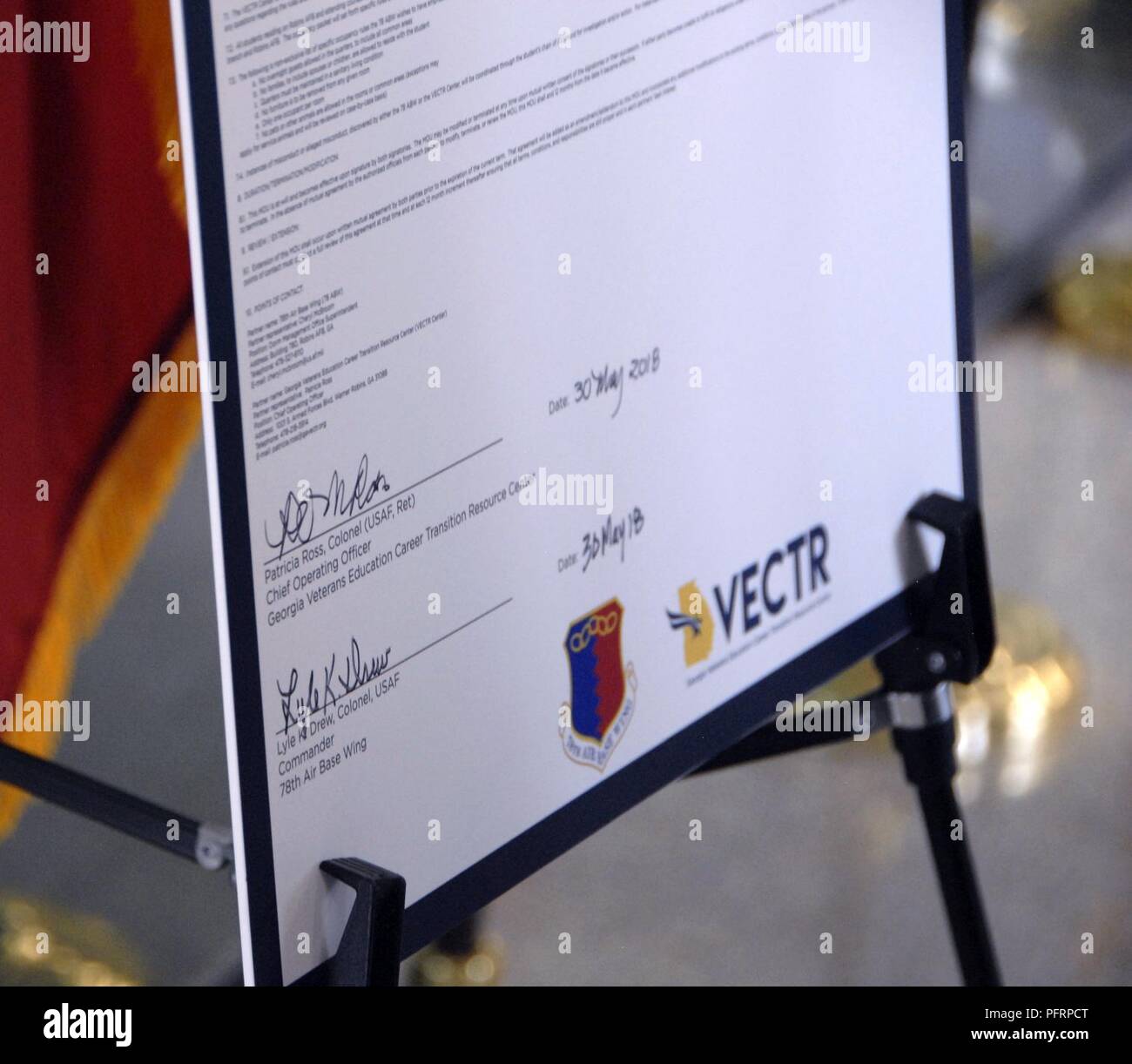 The signed memorandum of understanding poster between Col. Lyle Drew ...