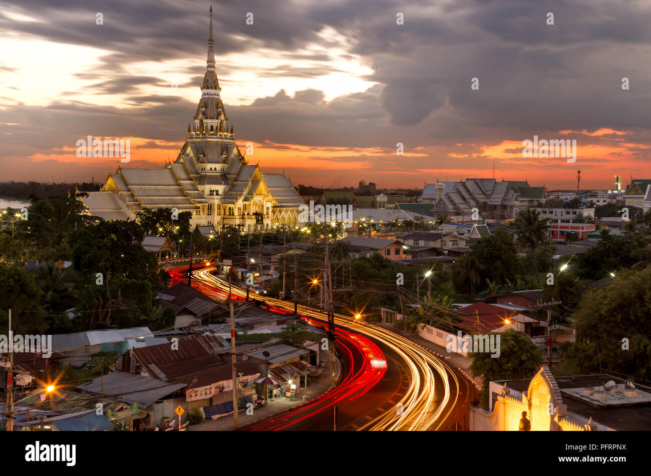 Wat sothorn wararam worawihan temple Cha choeng sao province Tha Stock ...