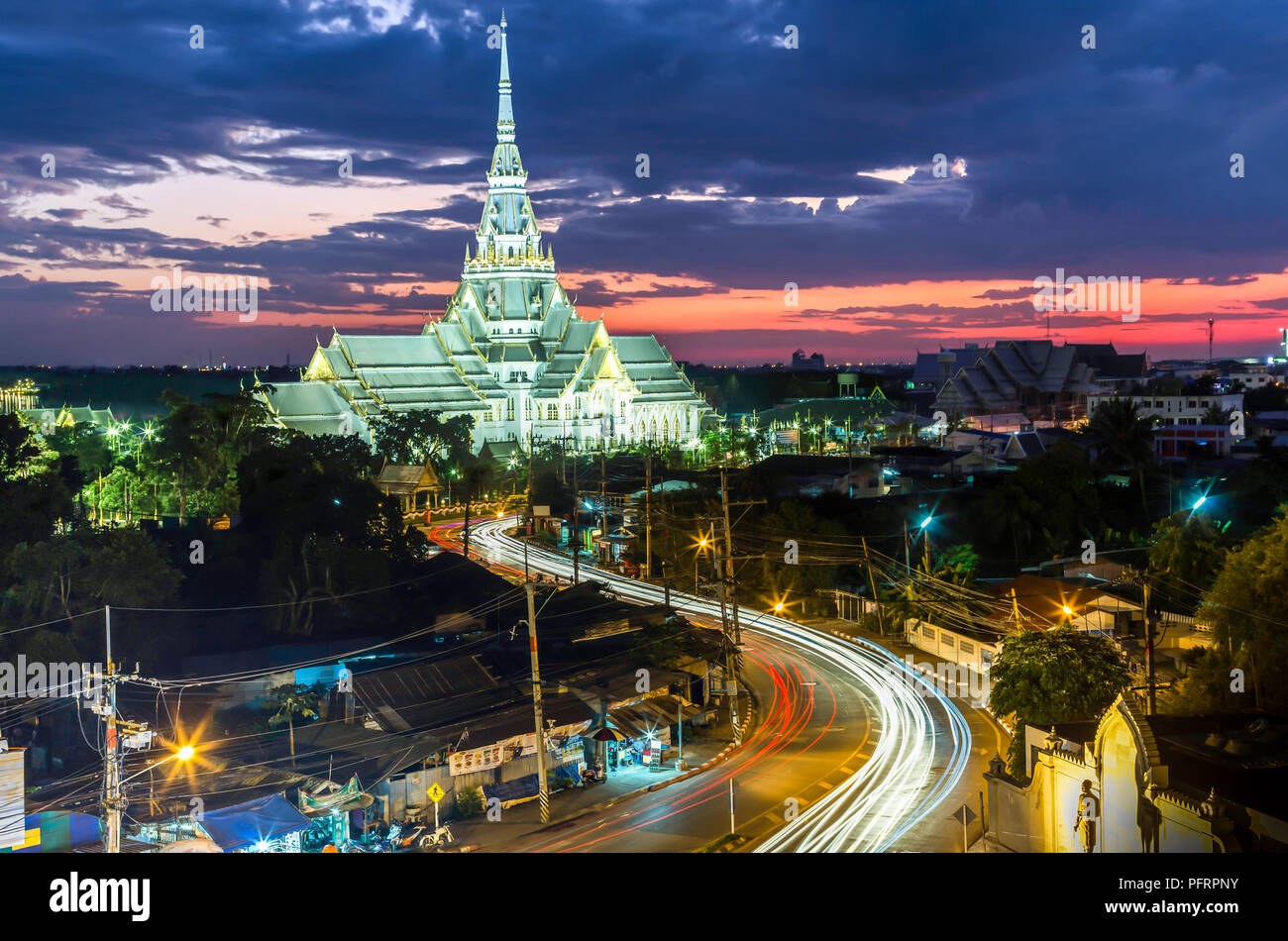 Wat sothorn wararam worawihan temple Cha choeng sao province Tha Stock ...