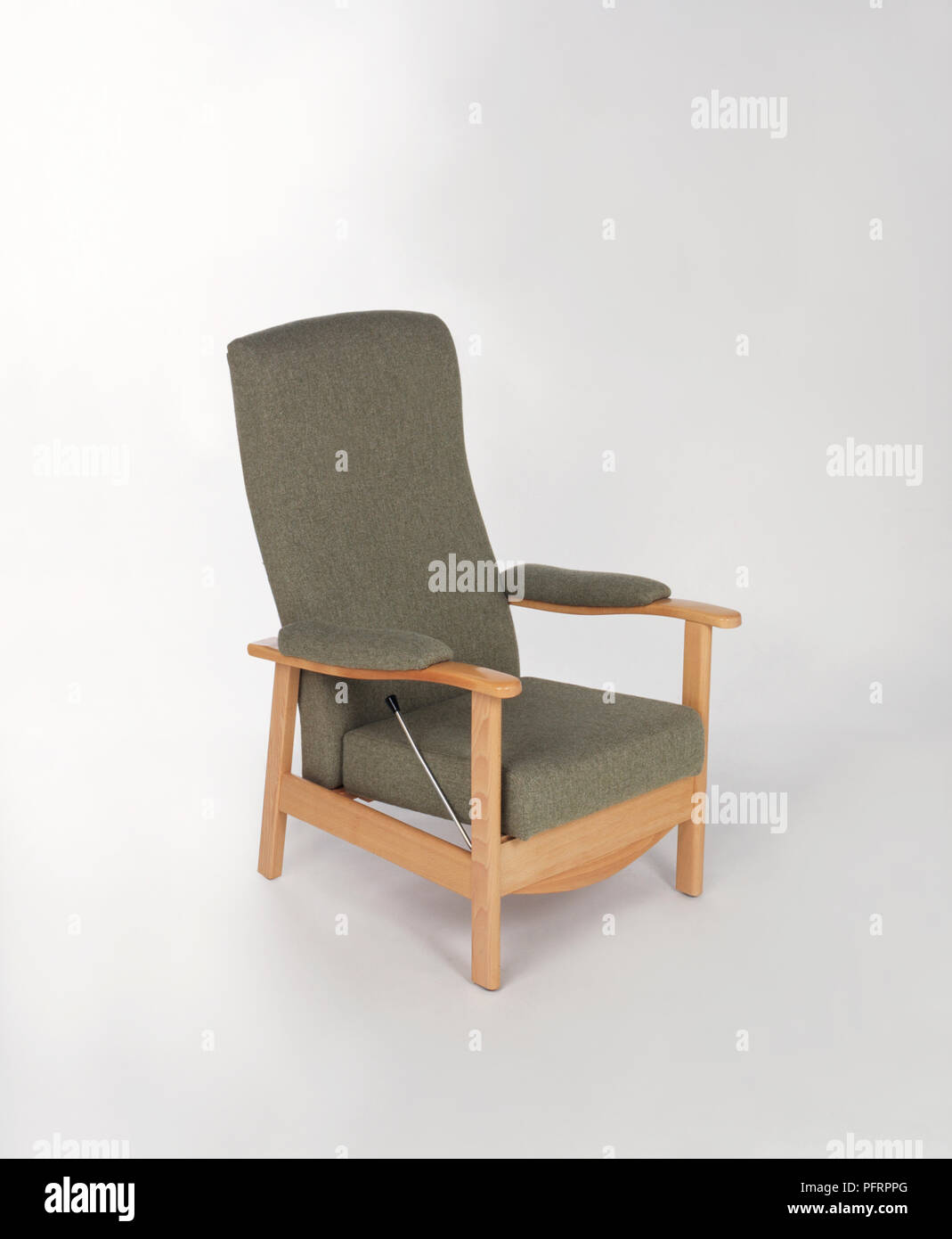 Adjustable armchair with wooden frame Stock Photo - Alamy