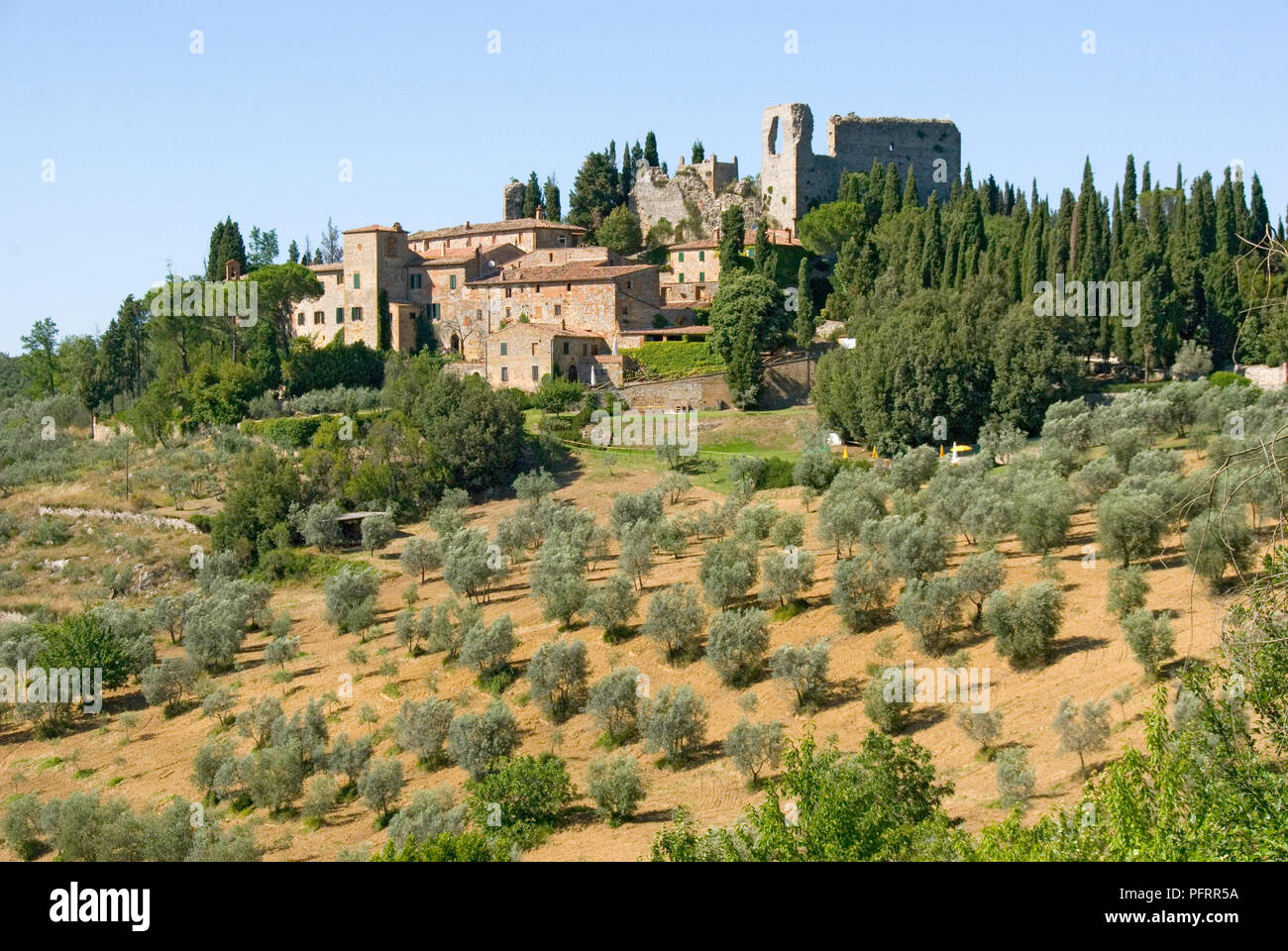 Italy, Sienna, Montisi, Castello di Montelifre, 14th century medieval ...