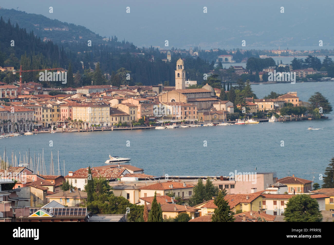 Italy, Lombardy, Lake Garda, Salo, view of town and lake Stock Photo ...