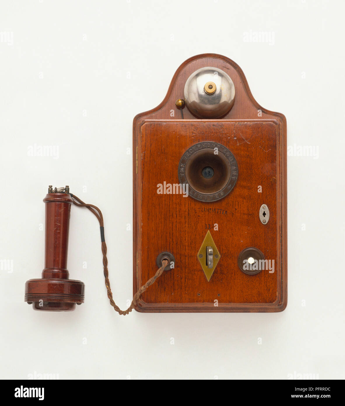 Old wooden telephone Stock Photo - Alamy
