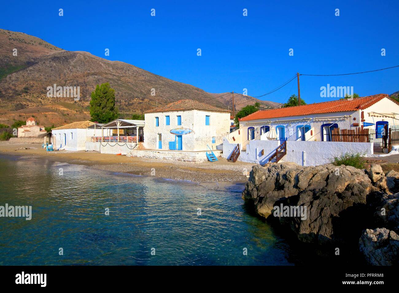 Beach at Skoutari, Mani Peninsula, The Peloponnese, Greece, Southern ...