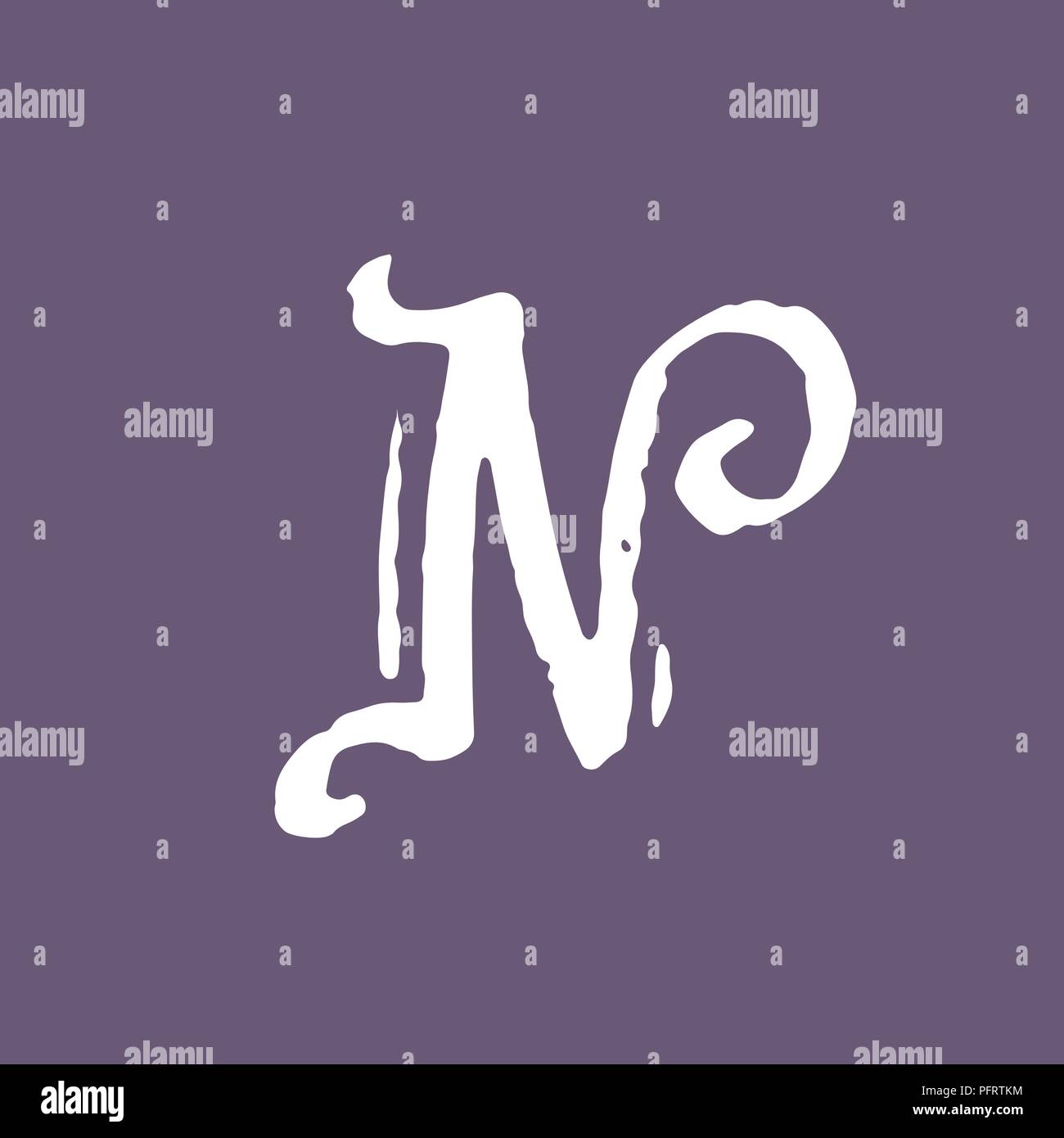 Letter N. Vintage grunge font. Gothic style letter. Vector illustration ...