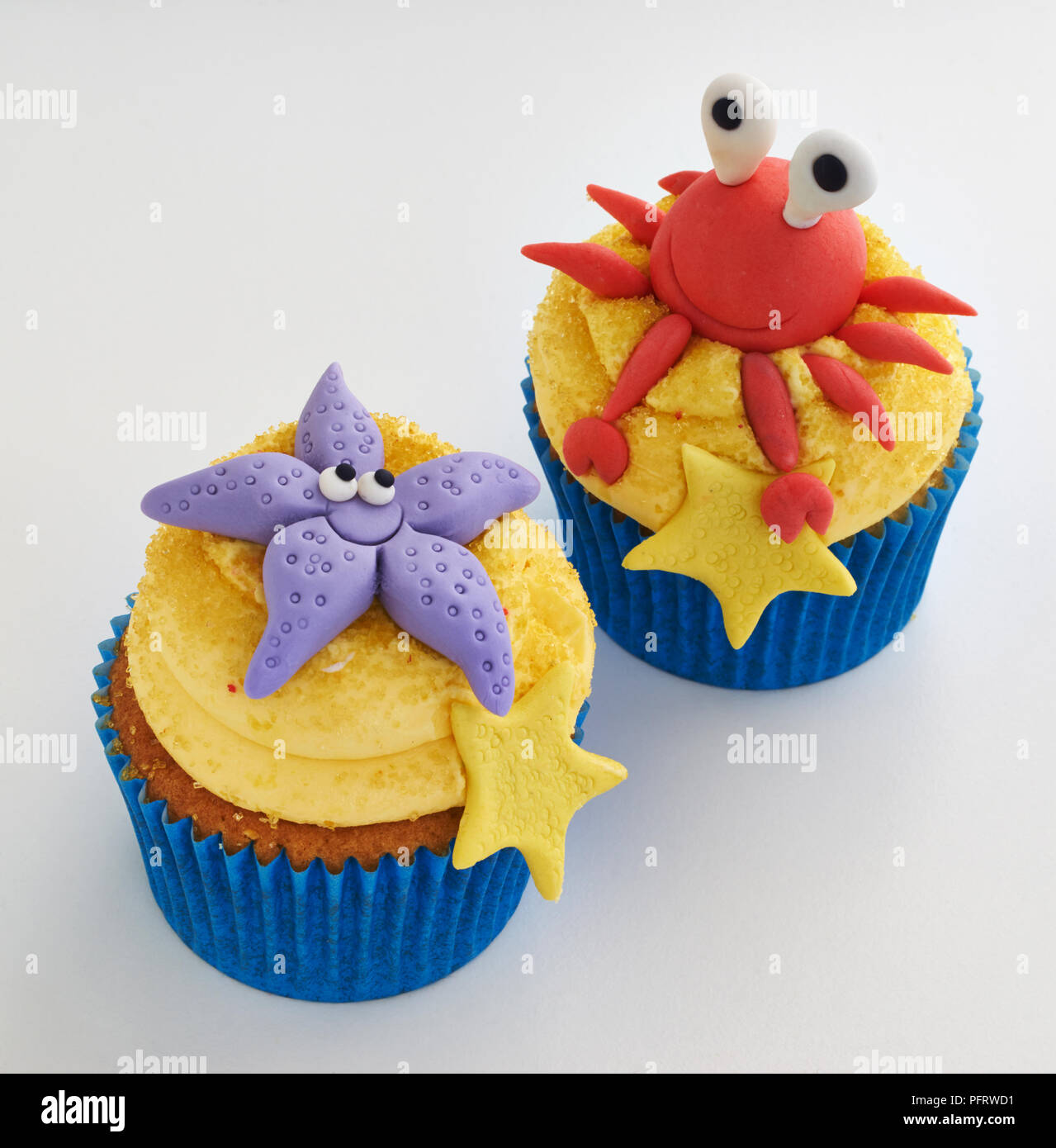 Cupcakes decorated with sea creatures Stock Photo - Alamy