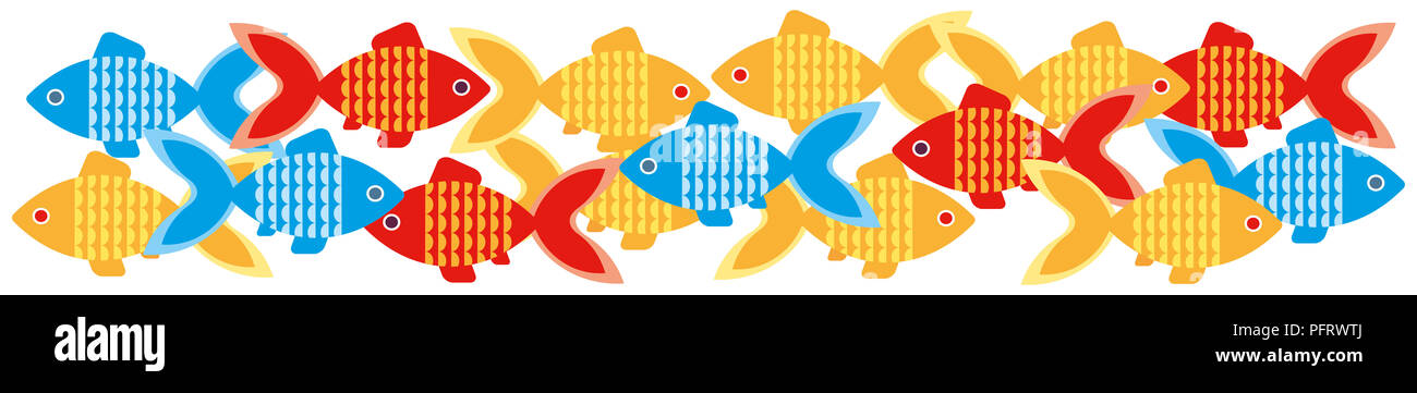 Colourful fish in a row and facing in different directions Stock Photo ...