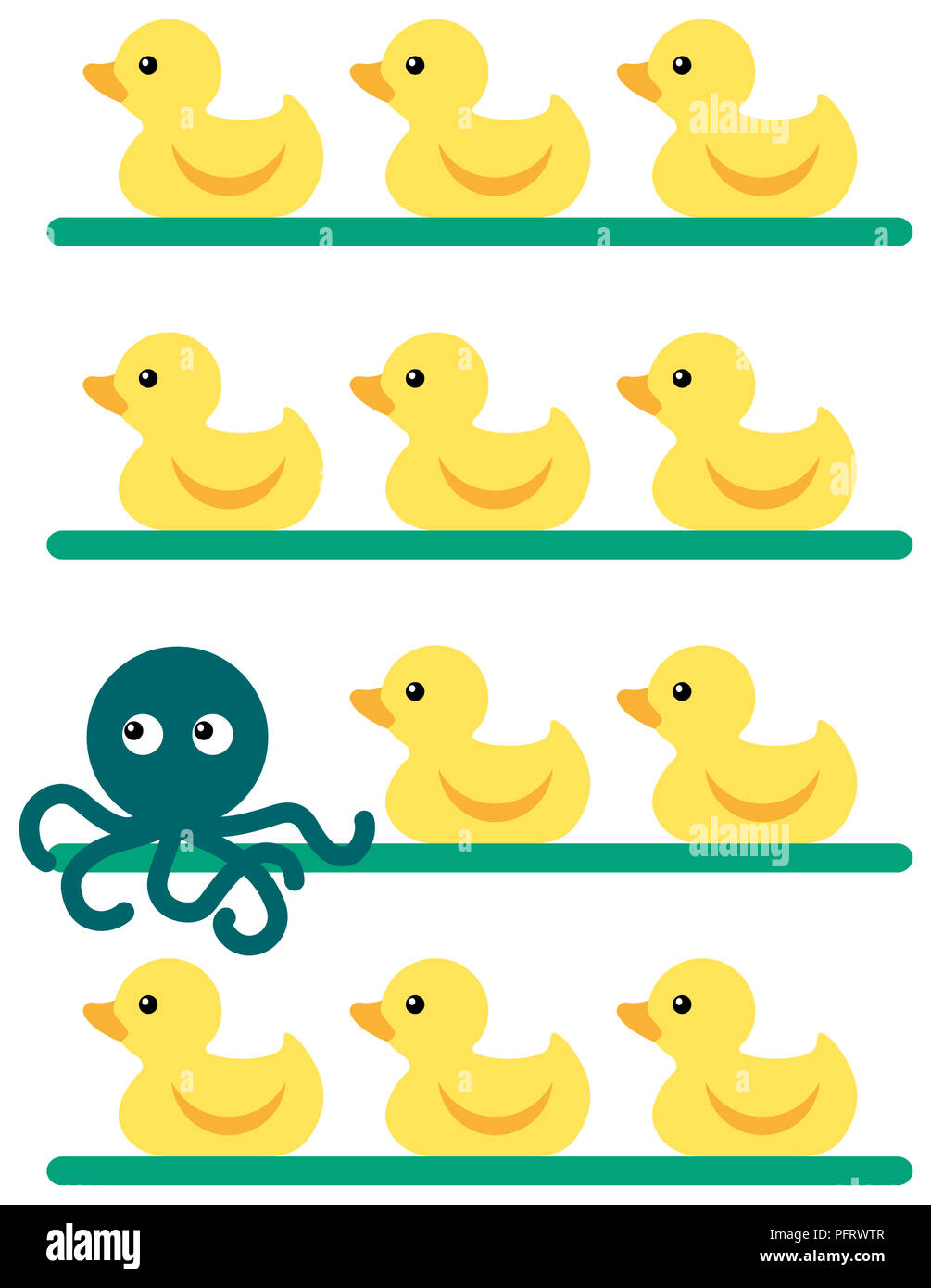 Rubber ducks and one octopus Stock Photo - Alamy