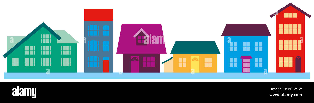 Houses of different colours, shapes and sizes Stock Photo - Alamy