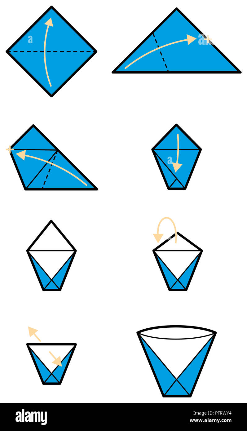 Making a paper cup, step by step Stock Photo - Alamy