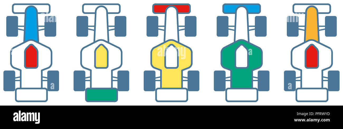 Five racing cars in a row, different colours Stock Photo - Alamy