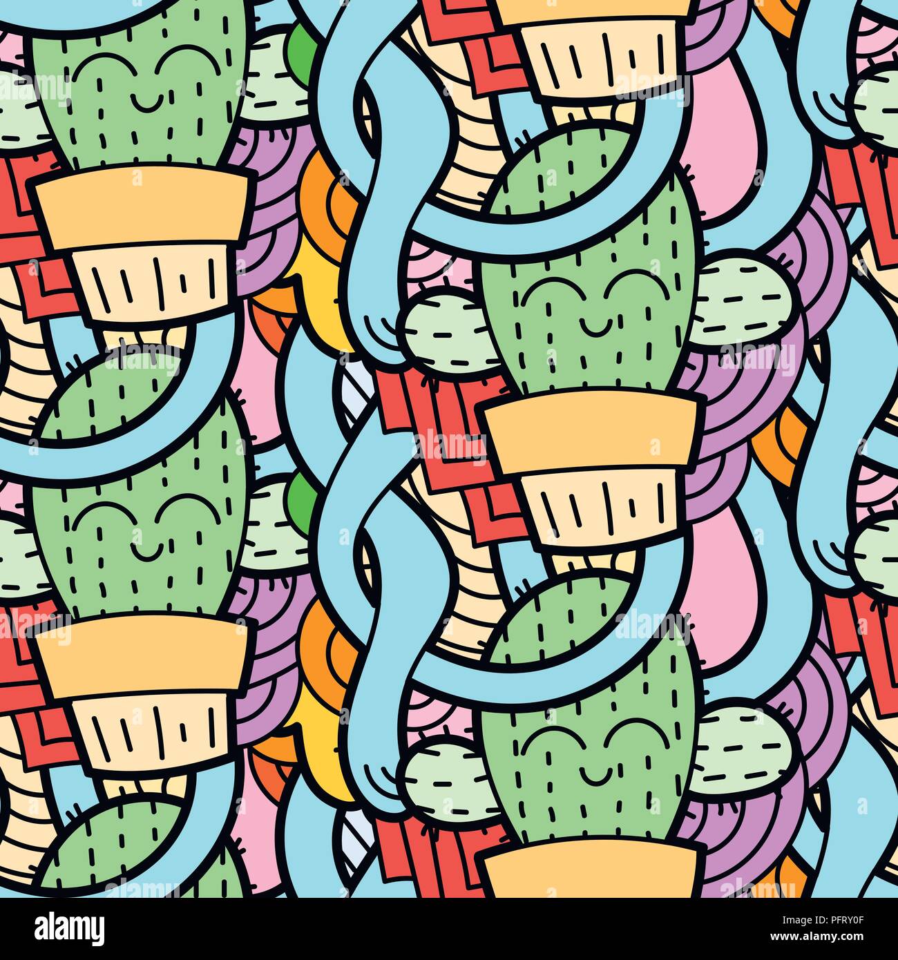 Funny doodle monsters seamless pattern for prints, designs and coloring ...