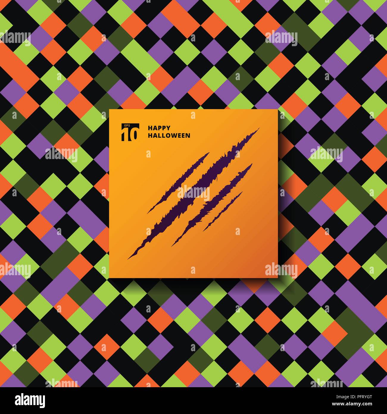 Halloween geometric square patterns background and texture. Vector ...