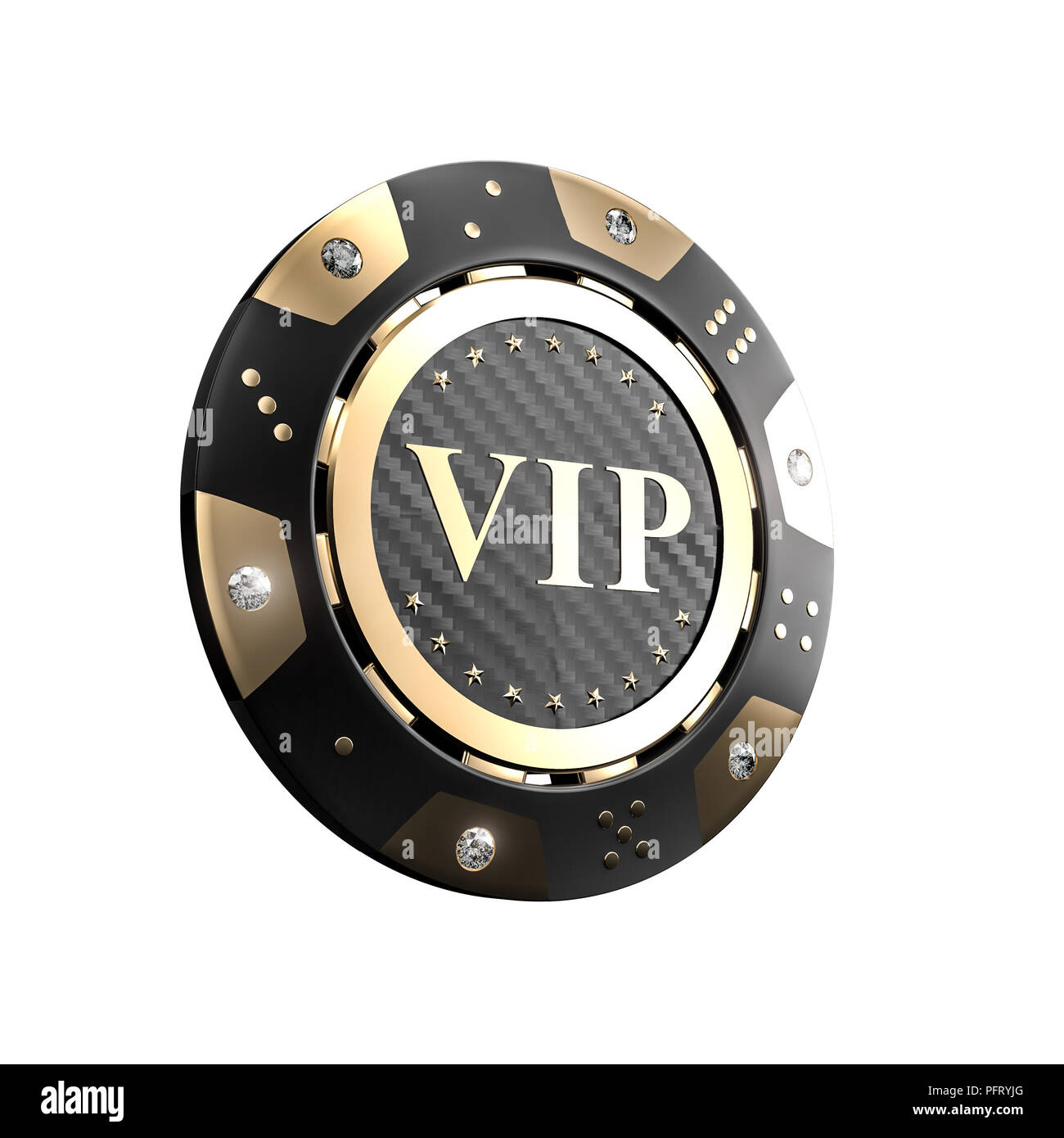 3d rendering image of golden and carbon vip chip with diamond Stock ...