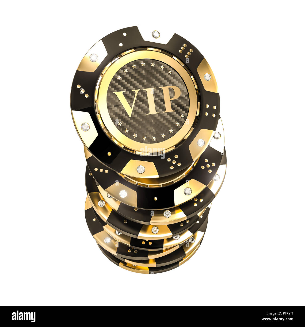 3d rendering image of golden and carbon vip chip with diamond Stock ...