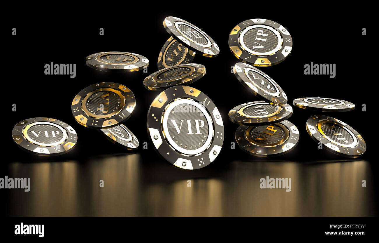 3d rendering image of golden and carbon vip chip with diamond Stock ...
