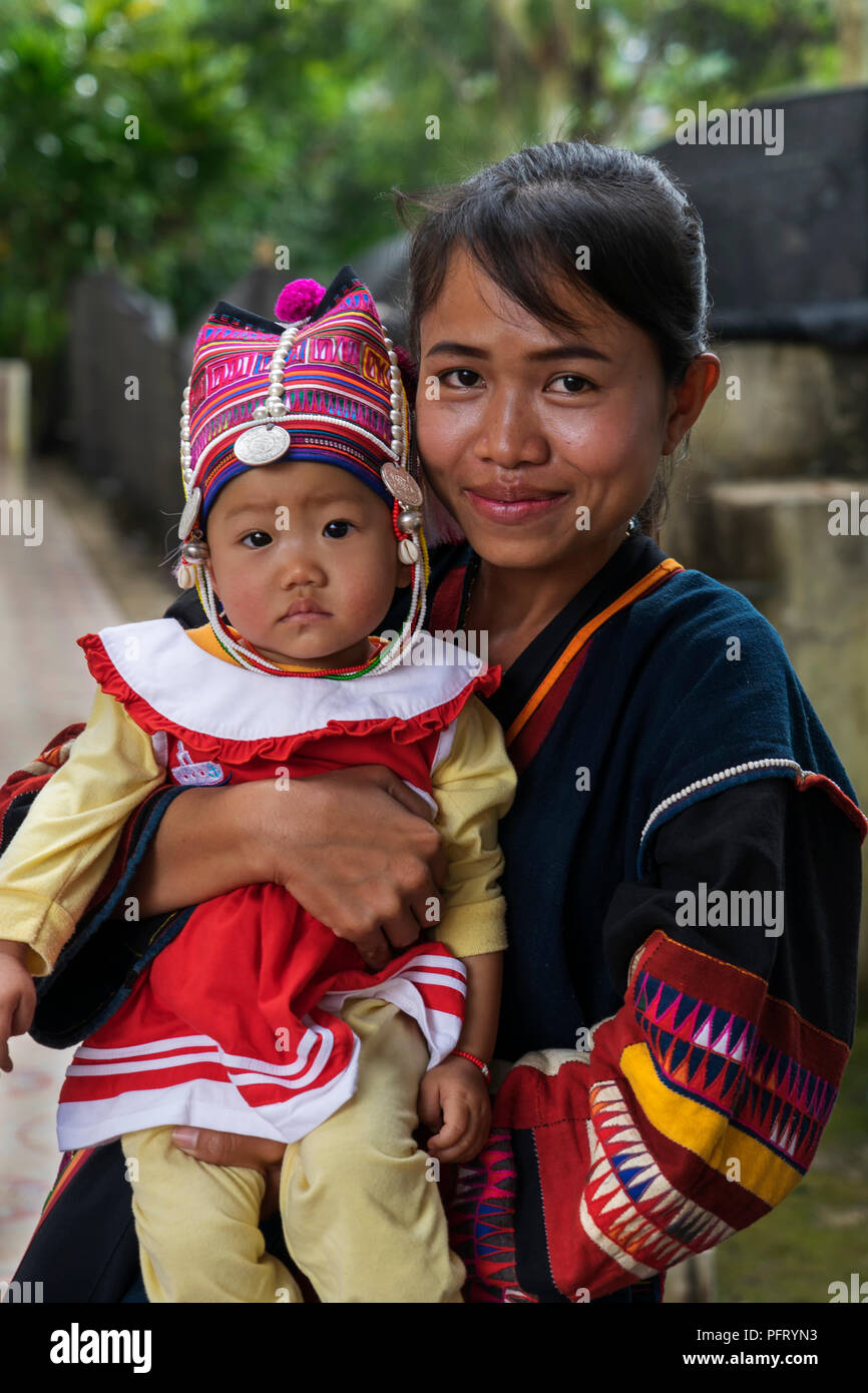 Ceremonial tribal costume of the akha people hi-res stock photography ...