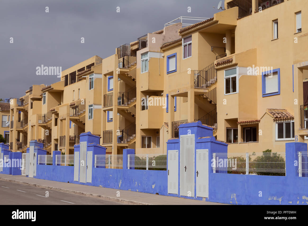 houses and a sports ground in El Verger, Spain, popular seaside town ...