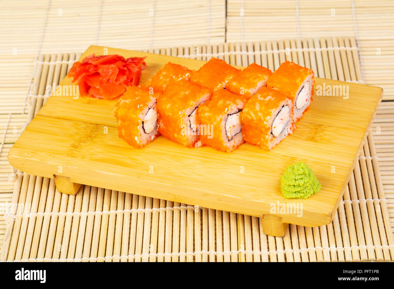 Delicious Tokyo roll with cheese and caviar Stock Photo - Alamy