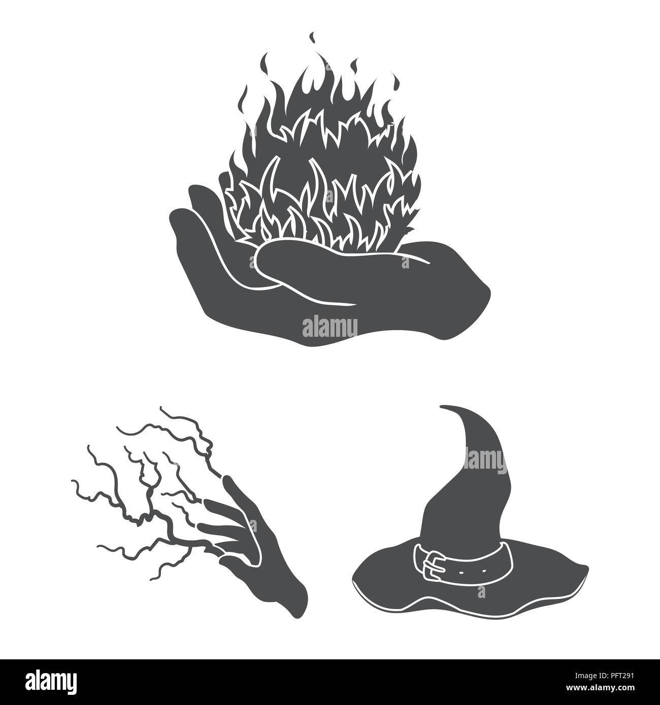 Black and white magic black icons in set collection for design ...