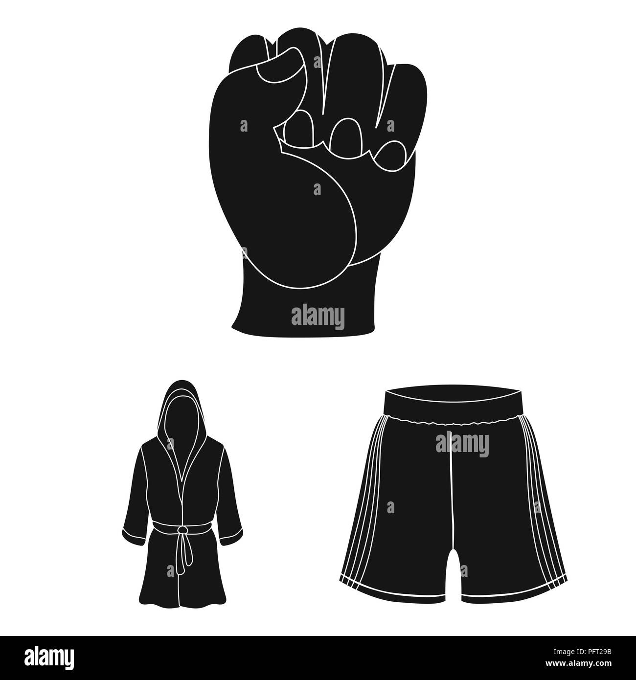 Boxing extreme sports black icons in set collection for design. Boxer ...