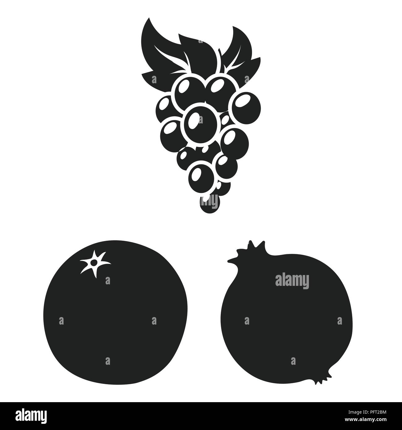 Different fruits black icons in set collection for design. Fruits and ...