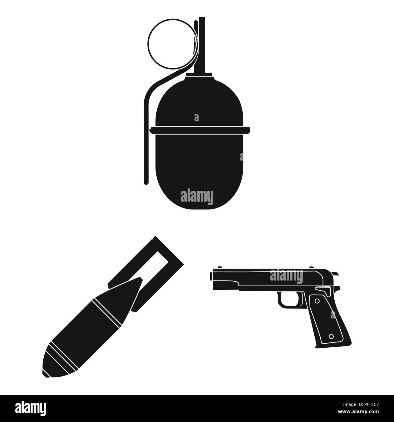 Army and armament black icons in set collection for design. Weapons and ...