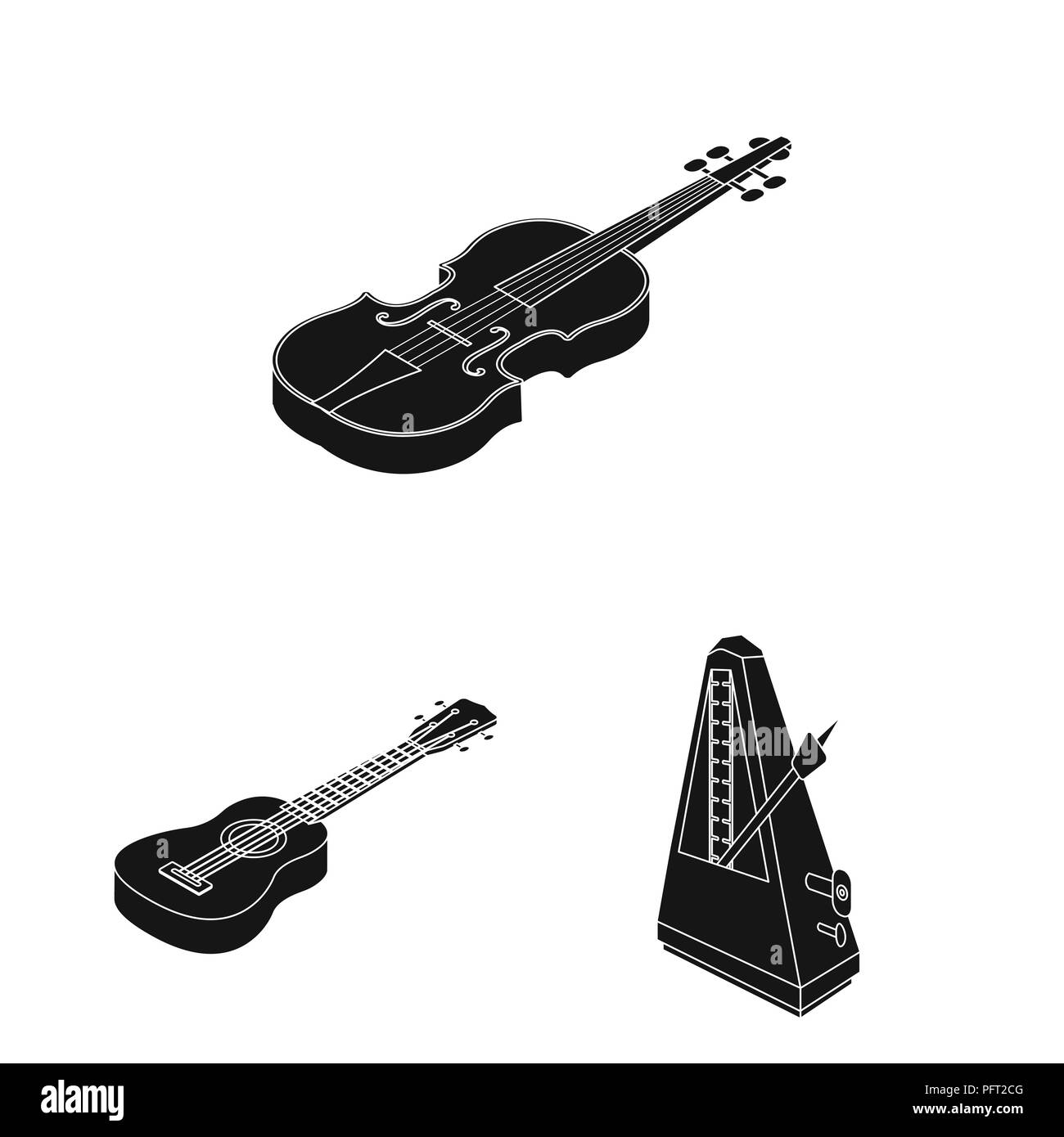 Musical instrument black icons in set collection for design. String and ...