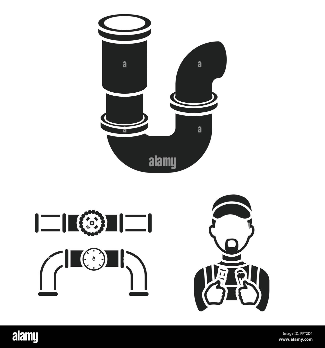 Plumbing, fitting black icons in set collection for design. Equipment ...